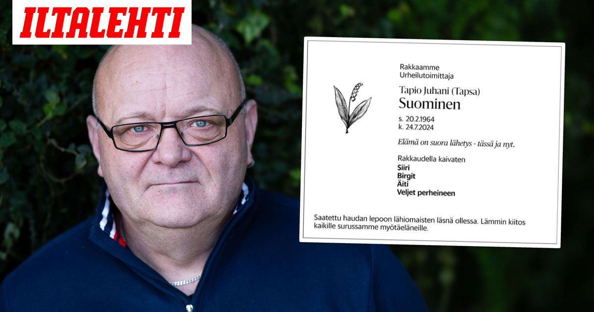 Tapio Suomisen kuolinilmoitus julkaistiin Helsingin Sanomissa