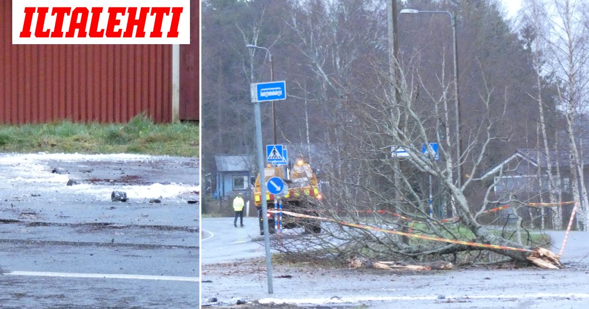Turenki: Auto-onnettomuus jätti jäljet 100 metrin matkalle