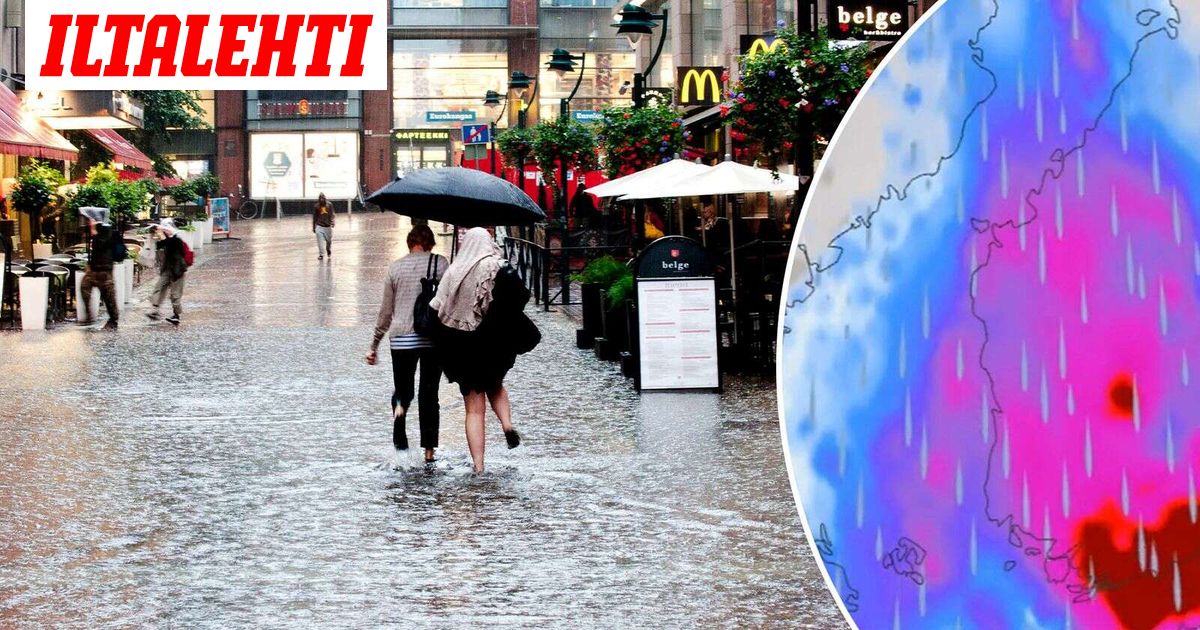 Katso videolta, kuinka rankkasade vyöryy Suomeen