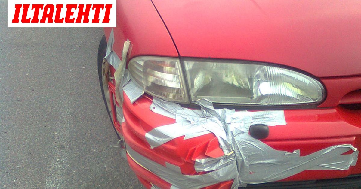 Näinkin auton voi korjata: Pulkka puskurissa!