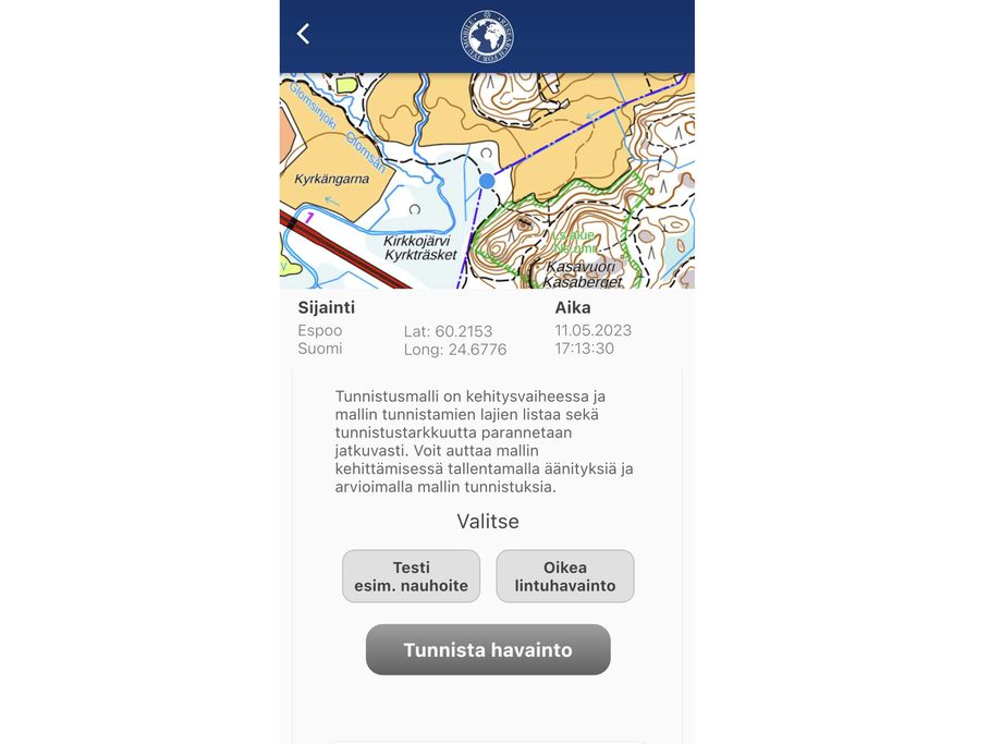 Tunnista linnut sovelluksen avulla, pari sekuntia laulua riittää