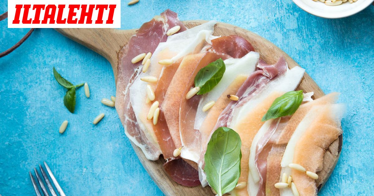 PIPPURI Makupari, joka toimii: ilmakuivattu kinkku ja hunajainen meloni