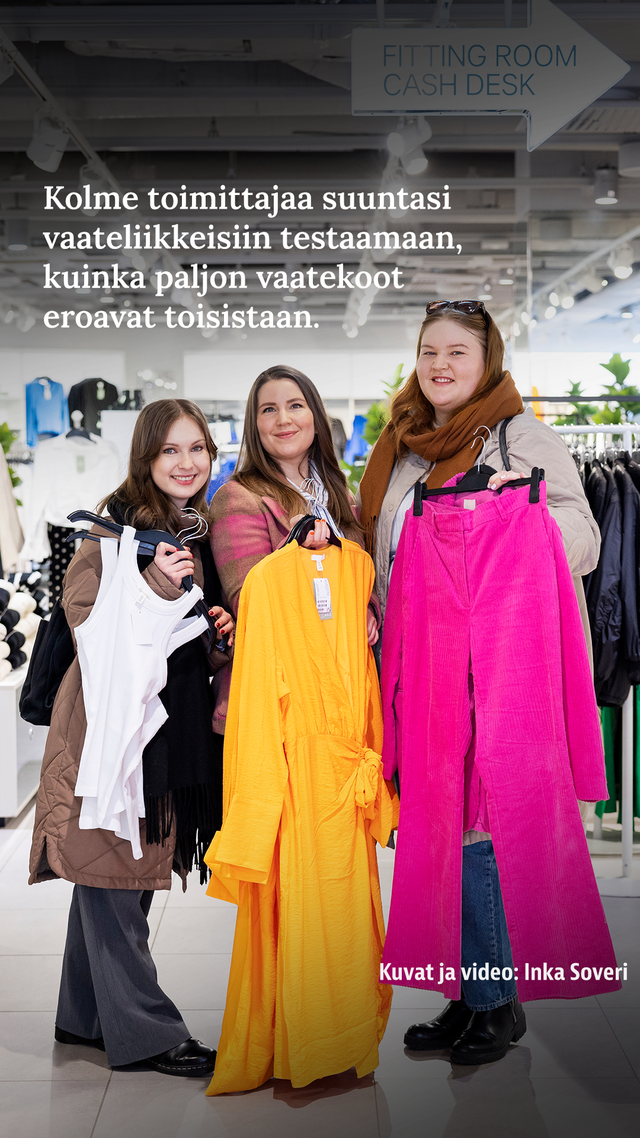 Kolme toimittajaa testasi, kuinka paljon vaatekoot eroavat toisistaan ...