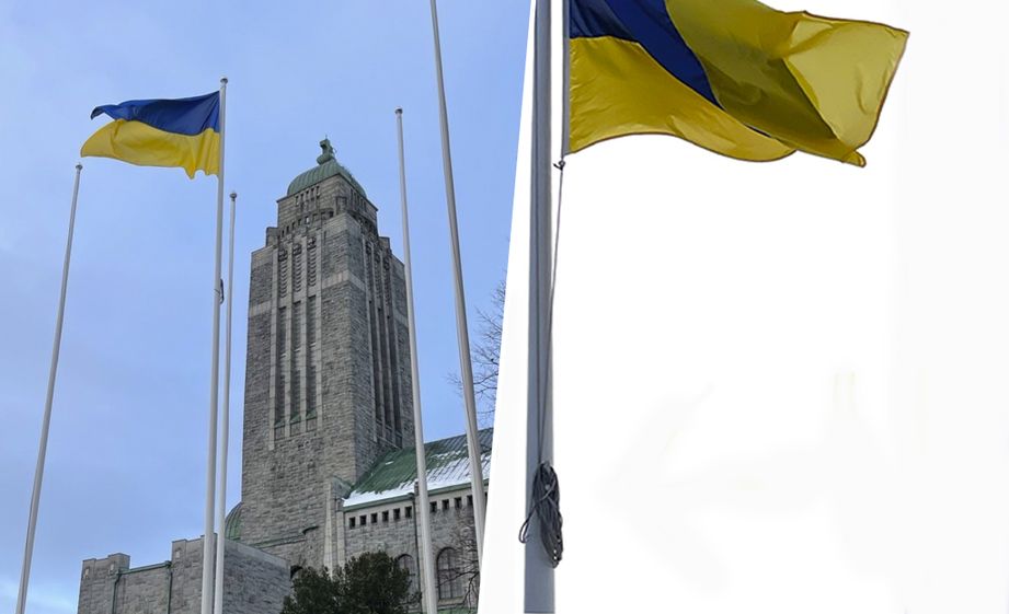 Useita Ukrainan lippuja varastettu Helsingin keskuspelastusaseman edestä