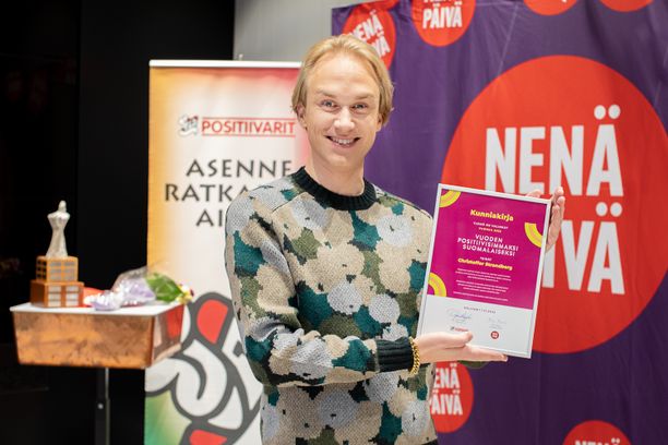 Christoffer Strandberg valittiin Suomen positiivisimmaksi