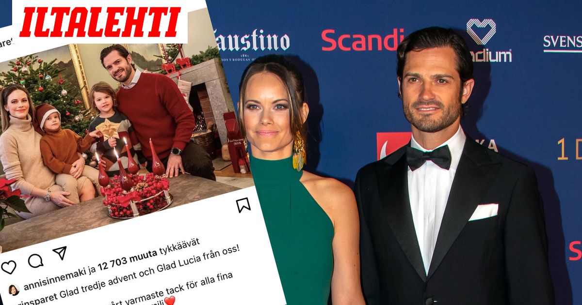 Ruotsin prinssi Carl Philip poseeraa perheineen tuoreessa joulukuvassa